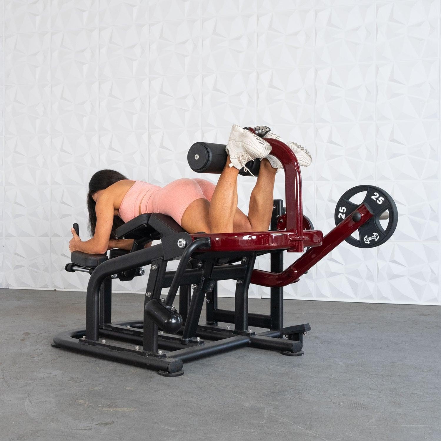 Muscle D Fitness Pro Strength Prone Leg Curl - Adjustable Plate Loaded ...