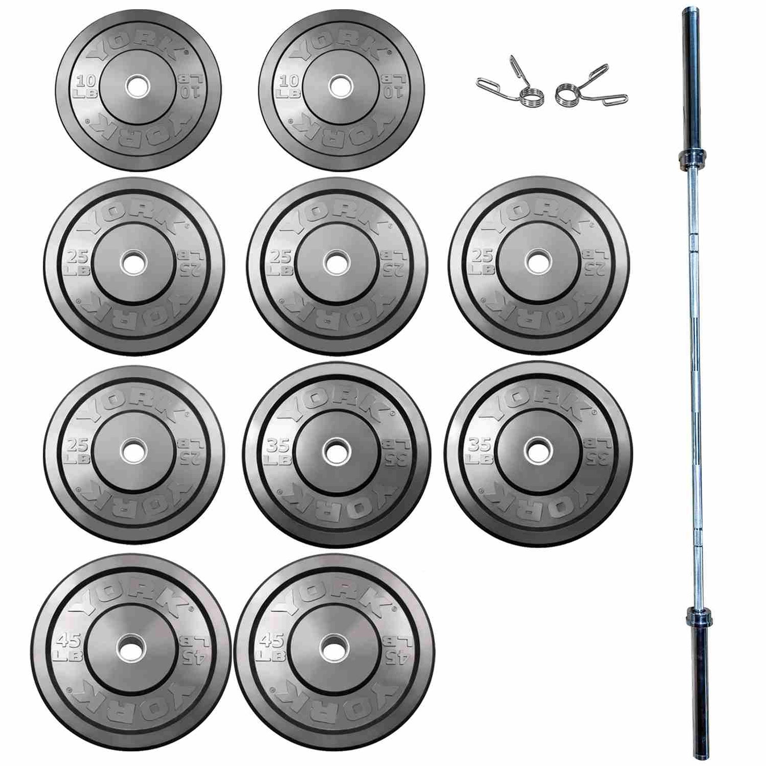 York Barbell USA Black Rubber Bumper Plate & Barbell Sets — Peak Flow ...